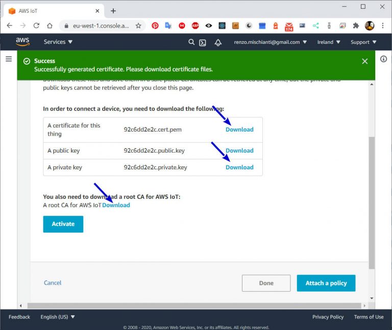 AWS IoT core and MQTT services: connect esp32 devices – 4 – Renzo ...
