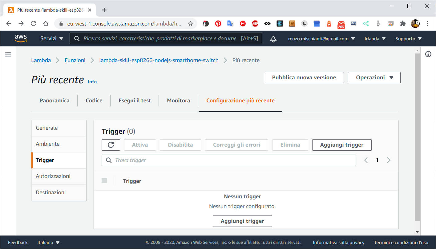 AWS Alexa Smart Home Skill: crea la Lambda e gestisci la sicurezza – 3 – Renzo Mischianti