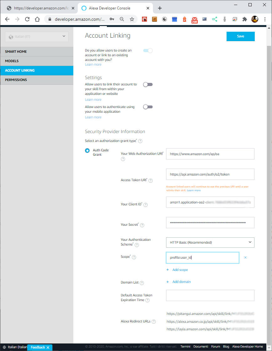 AWS Alexa Smart Home Skill: configure lambda for the skill – 4 – Renzo Mischianti