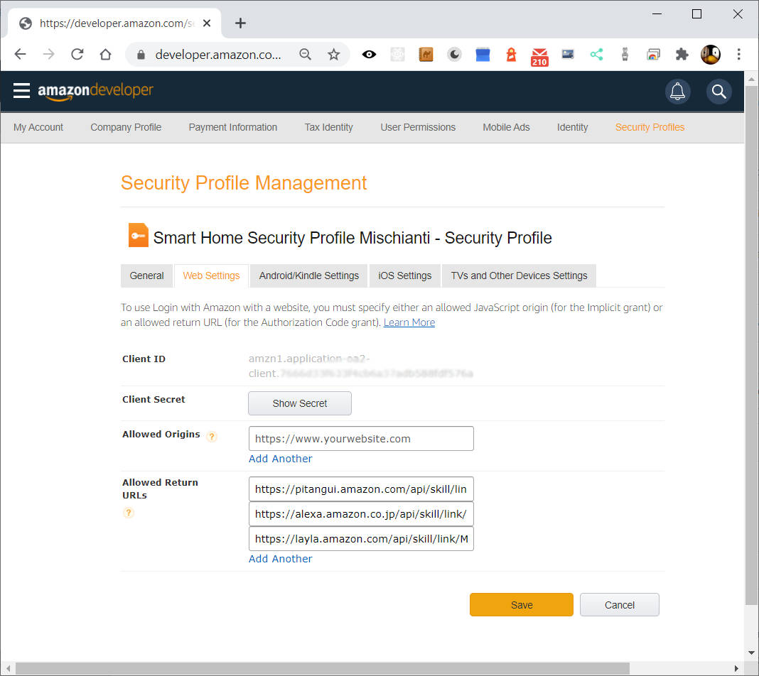 AWS Alexa Smart Home Skill: configure lambda for the skill – 4 – Renzo Mischianti