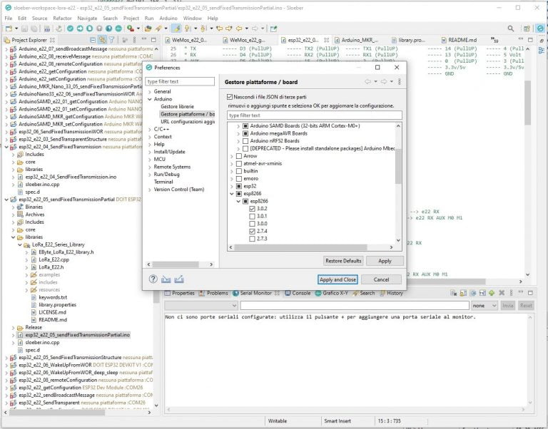 Arduino IDE Sloeber Eclipse Main Screen Best – Renzo Mischianti
