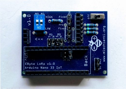Arduino NANO 33 IoT reversed Ebyte LoRa Exx shield up view – Renzo ...