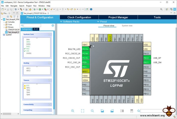 STM32 power saving: STM32F1 blue-pill manages clock and frequencies – 1 – Renzo Mischianti