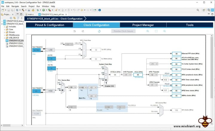 STM32 Power saving: STM32F4 black-pill manages clock and frequencies – 2 – Renzo Mischianti
