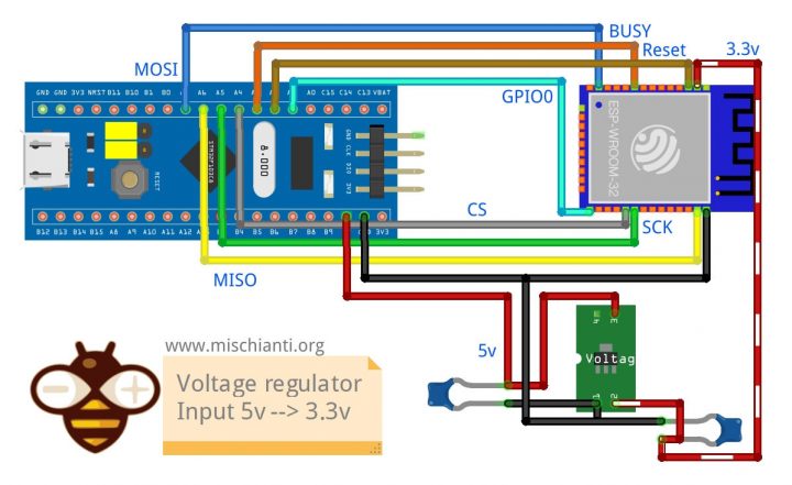 STM32 Blue Pill ESP32-WROOM-32 as WiFi Co-Processor WiFiNINA wiring ...