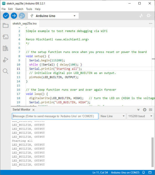 Wifi Remote Debugging Of An Arduino With Dt 06 Renzo Mischianti